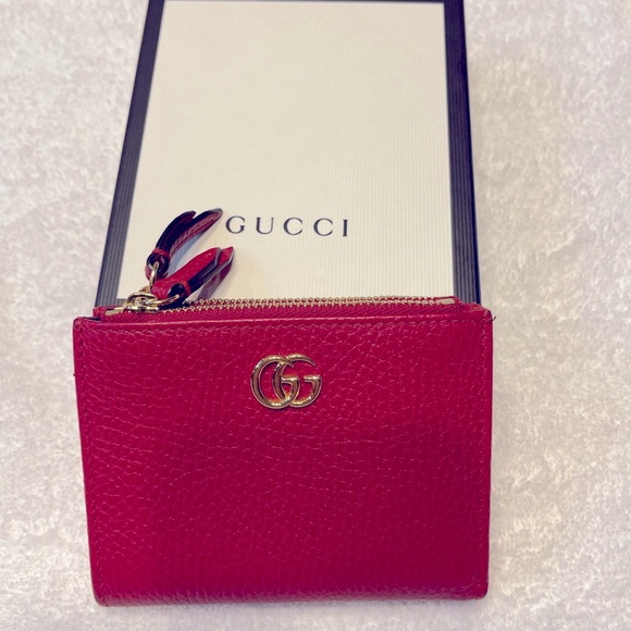 Gucci | Bags | Gucci Red Calfskin Leather Compact Wallet | Poshmark